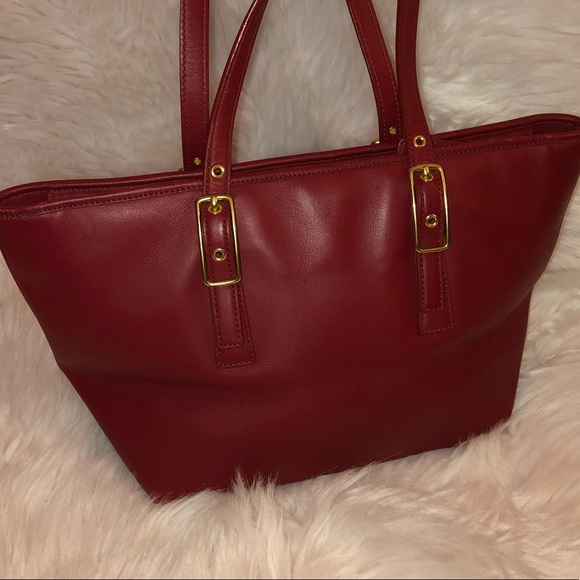 Coach | Bags | Coach Vintage Red Leather Tote | Poshmark